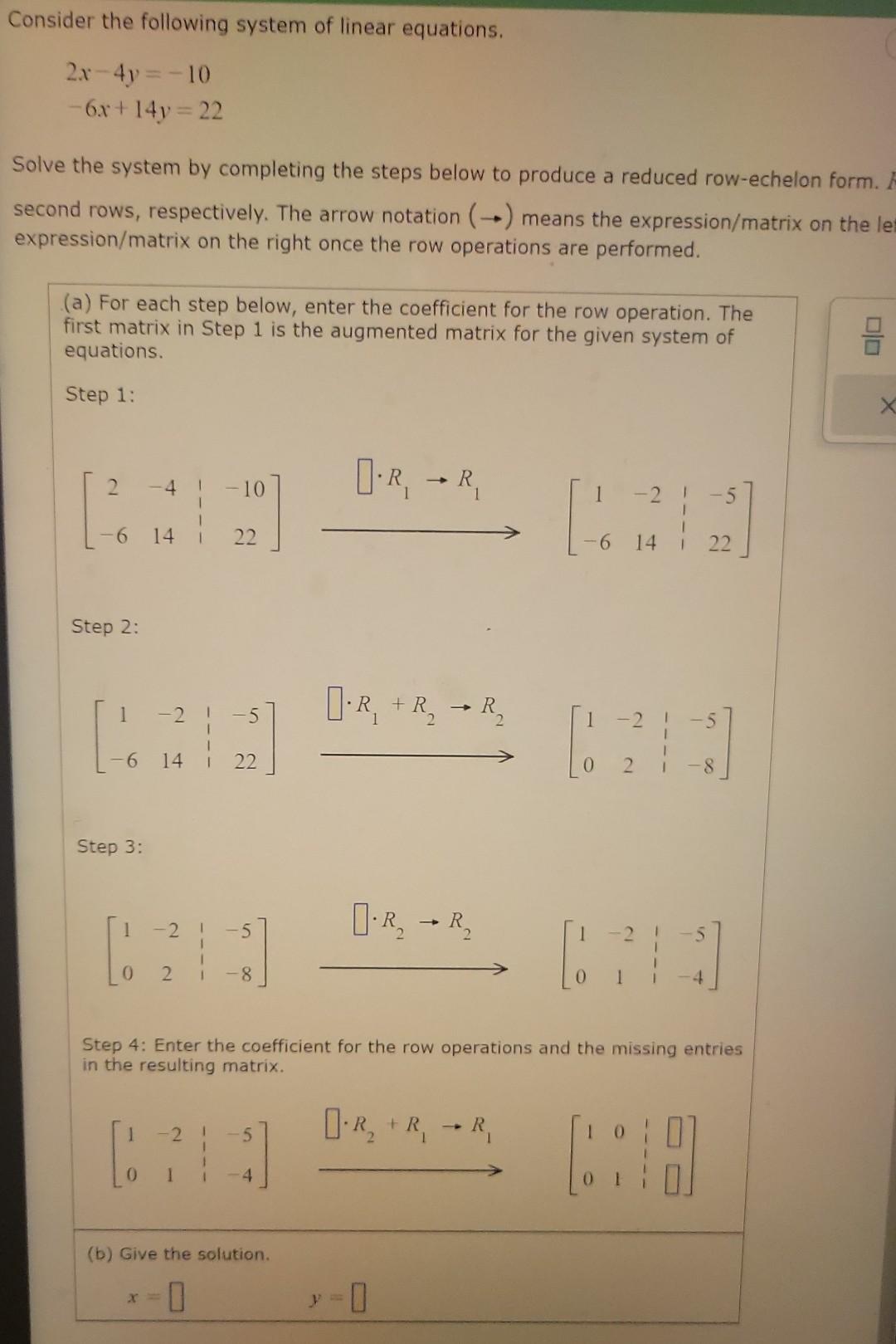 Solved Consider the following system of linear equations. | Chegg.com