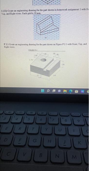 Solved 1-(5) Create an engineering drawing for the part | Chegg.com