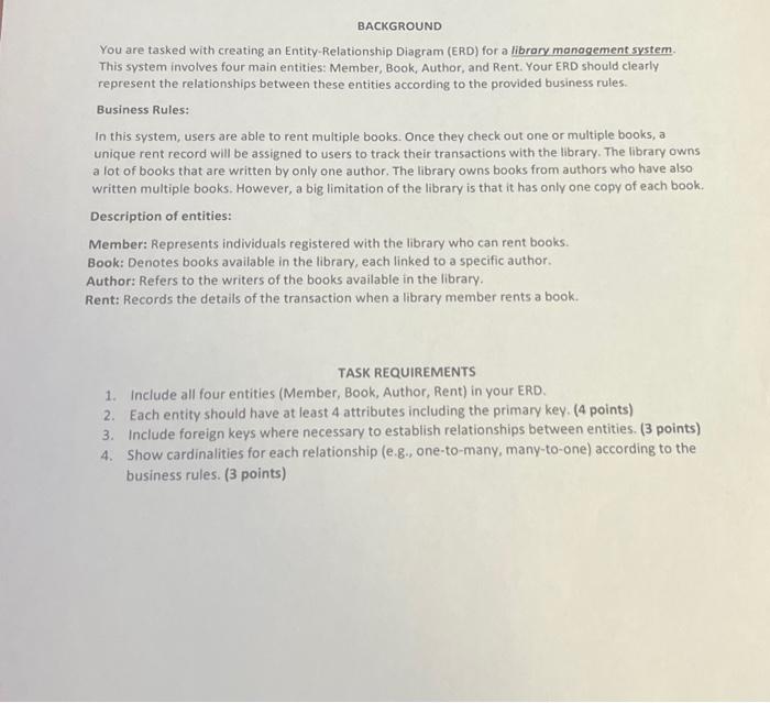 Solved BACKGROUND You are tasked with creating an | Chegg.com