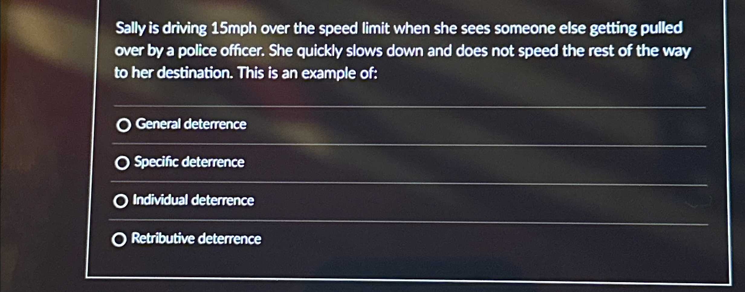 Solved Sally is driving 15mph ﻿over the speed limit when she | Chegg.com