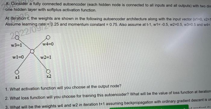 A. Consider a fully connected autoencoder (each | Chegg.com