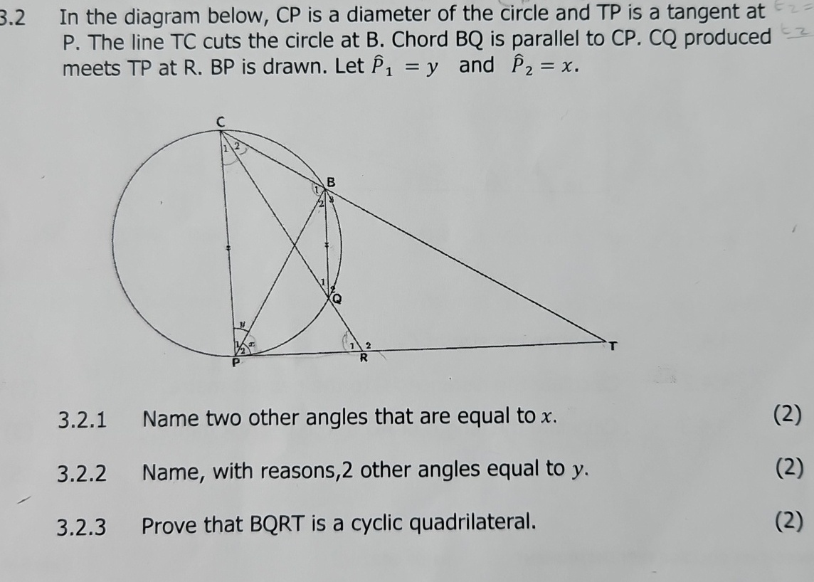 Solved 3.2 ﻿In the diagram below, CP is a diameter of the | Chegg.com