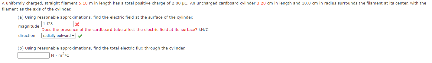 Solved filament as the axis of the cylinder.(a) ﻿Using | Chegg.com