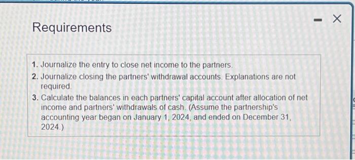 Solved Requirements 1. Journalize the entry to close net | Chegg.com