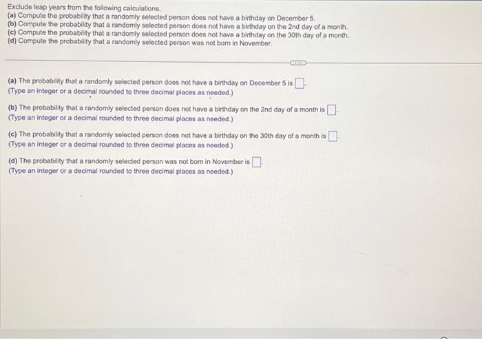 Solved Exclude leap years from the following calculations. | Chegg.com