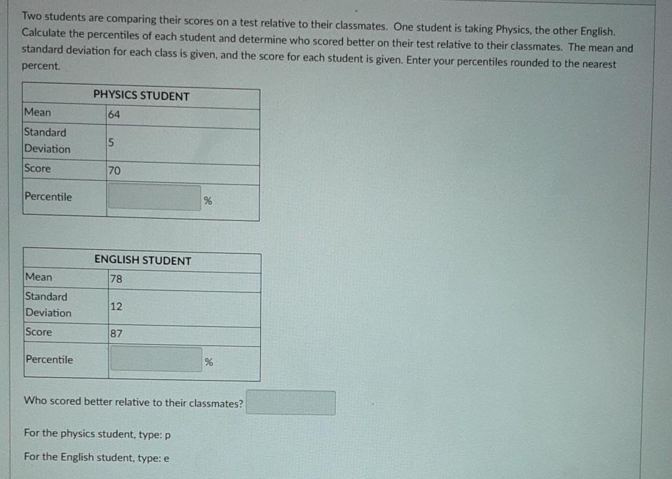 Solved Two students are comparing their scores on a test | Chegg.com