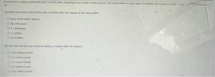 Solved 12. (a) About how many units will be sold 2 months | Chegg.com