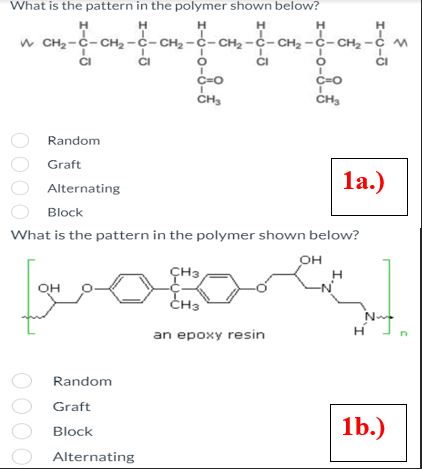 Solved For 1a-1b.) ﻿What is the pattern in the polymer shown | Chegg.com