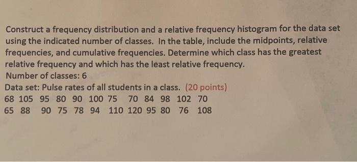 Construct a frequency distribution and a relative | Chegg.com
