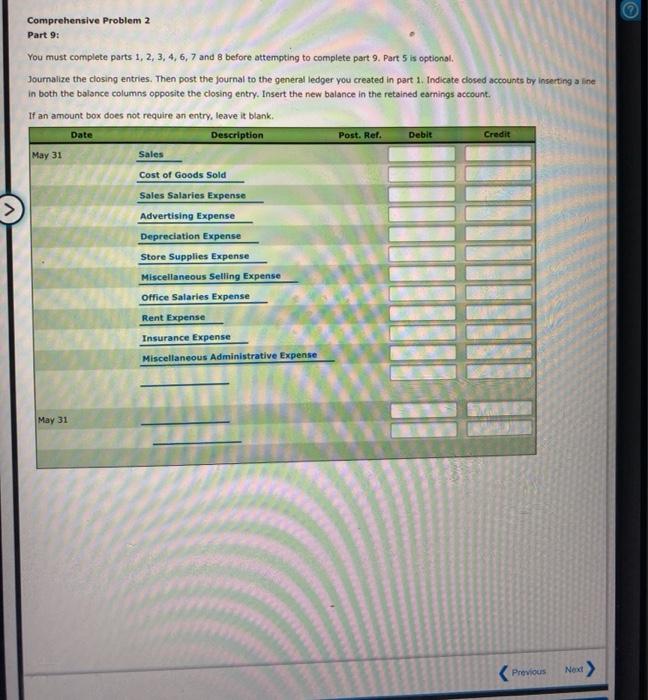 Comprehensive Problem 2 Part 9: You must complete | Chegg.com