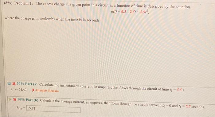 Solved (8\%) Problem 2: The excess charge at a given point | Chegg.com