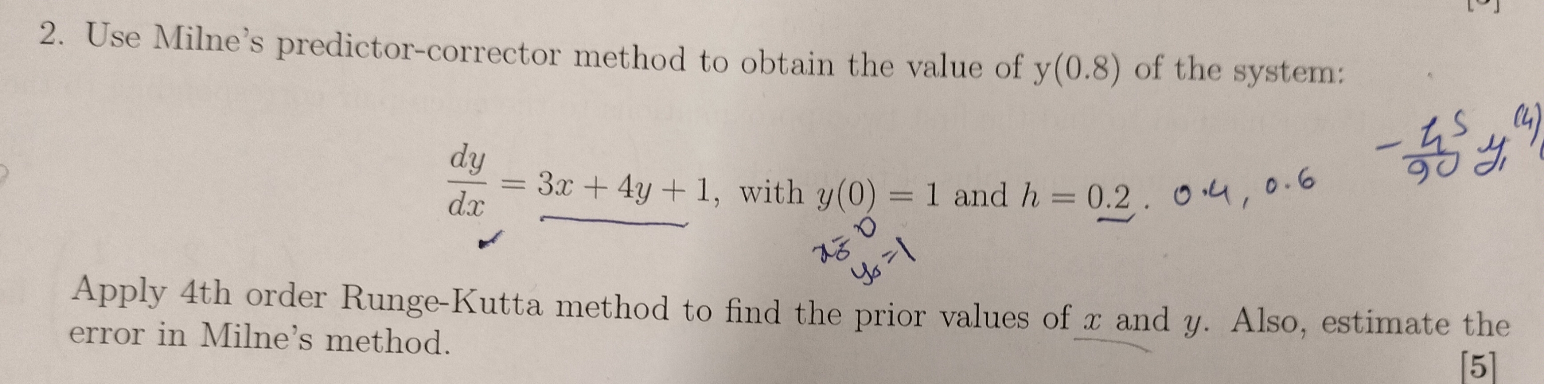 Solved Use Milne's predictor-corrector method to obtain the | Chegg.com