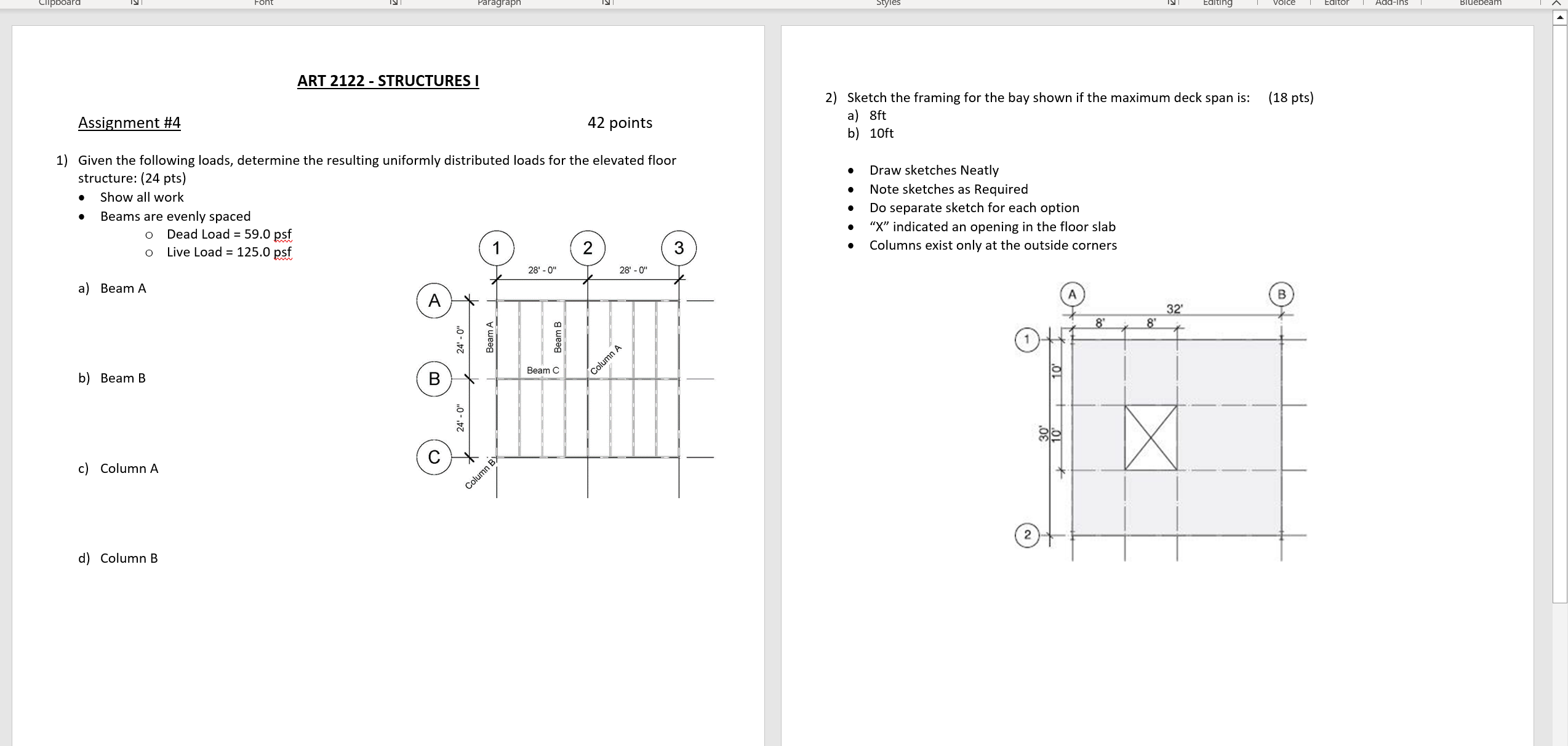 Solved ART 2122 - ﻿STRUCTURES IAssignment #4Given the | Chegg.com