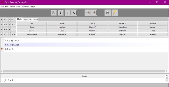 Fitch: Exercise Zachary 8.1 File Edit Proof Goal | Chegg.com
