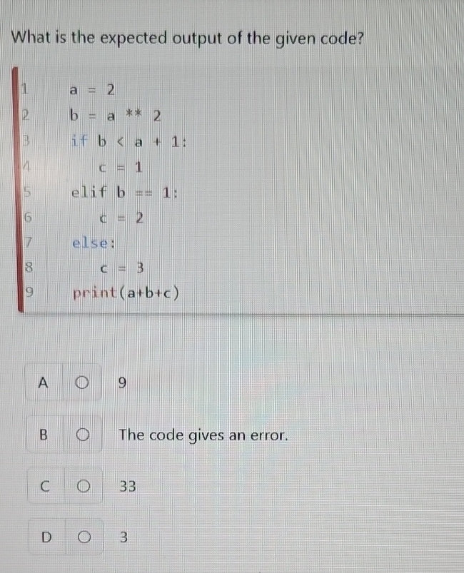 Solved What is the expected output of the given | Chegg.com