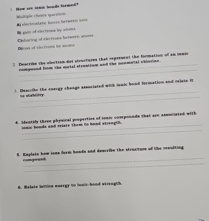 Solved How are ionic bonds formed?Multiple choice | Chegg.com