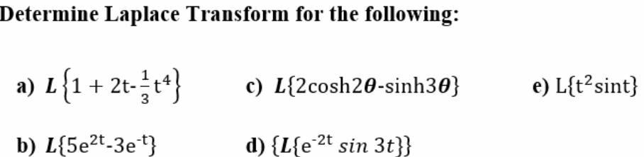 Solved Determine Laplace Transform for the | Chegg.com