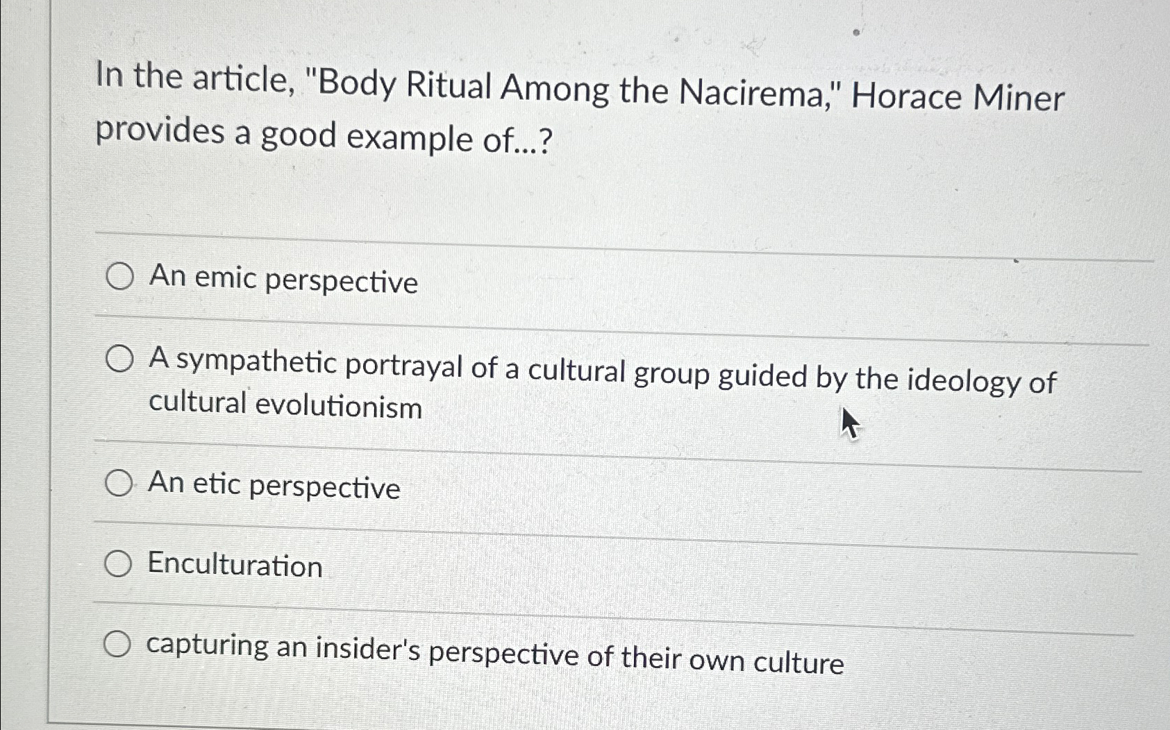 Solved In the article, "Body Ritual Among the Nacirema," | Chegg.com