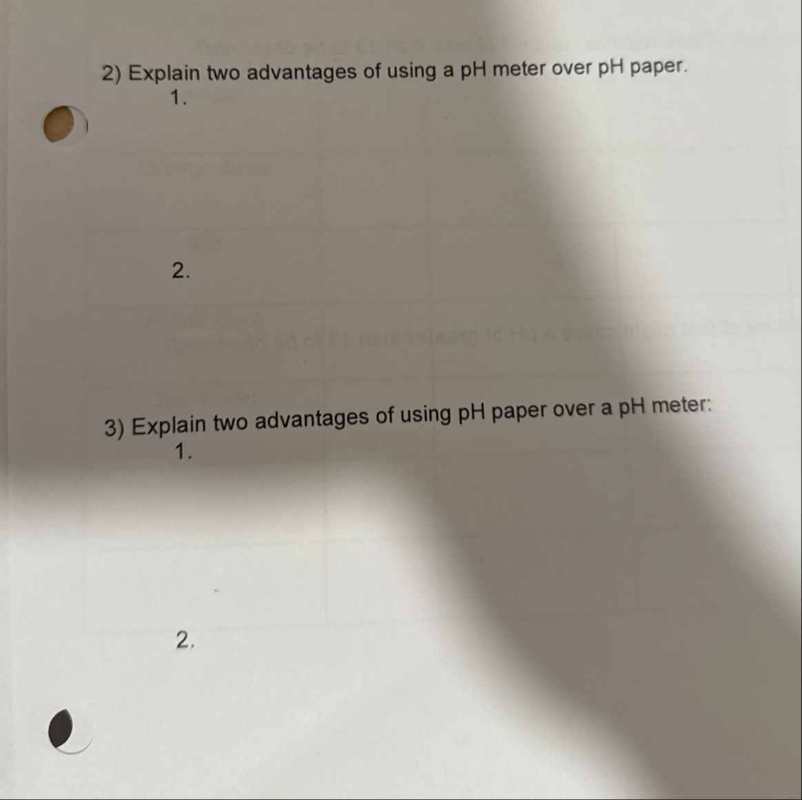 Solved Explain two advantages of using a pH meter over pH | Chegg.com