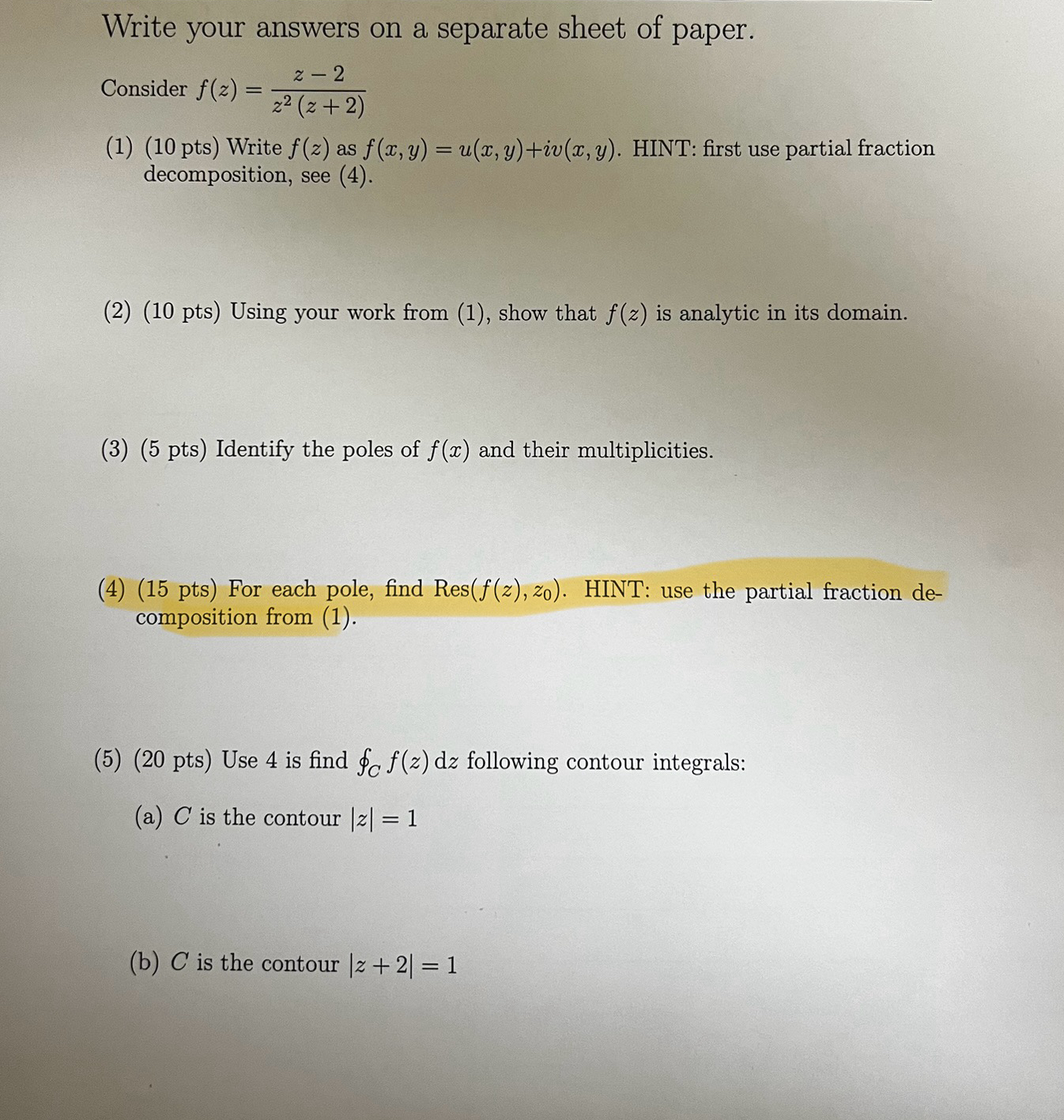 Solved Write your answers on a separate sheet of | Chegg.com