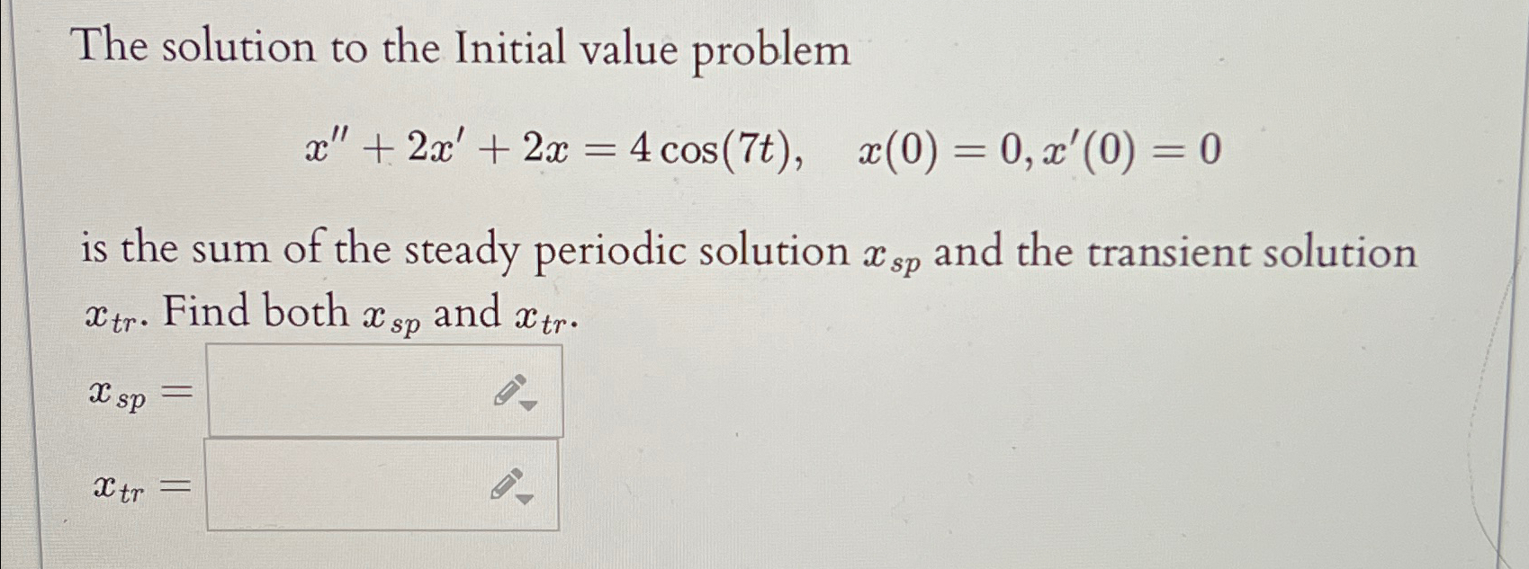 Solved The solution to the Initial value | Chegg.com