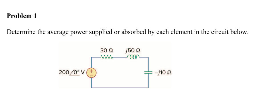Solved Problem 1Determine the average power supplied or | Chegg.com