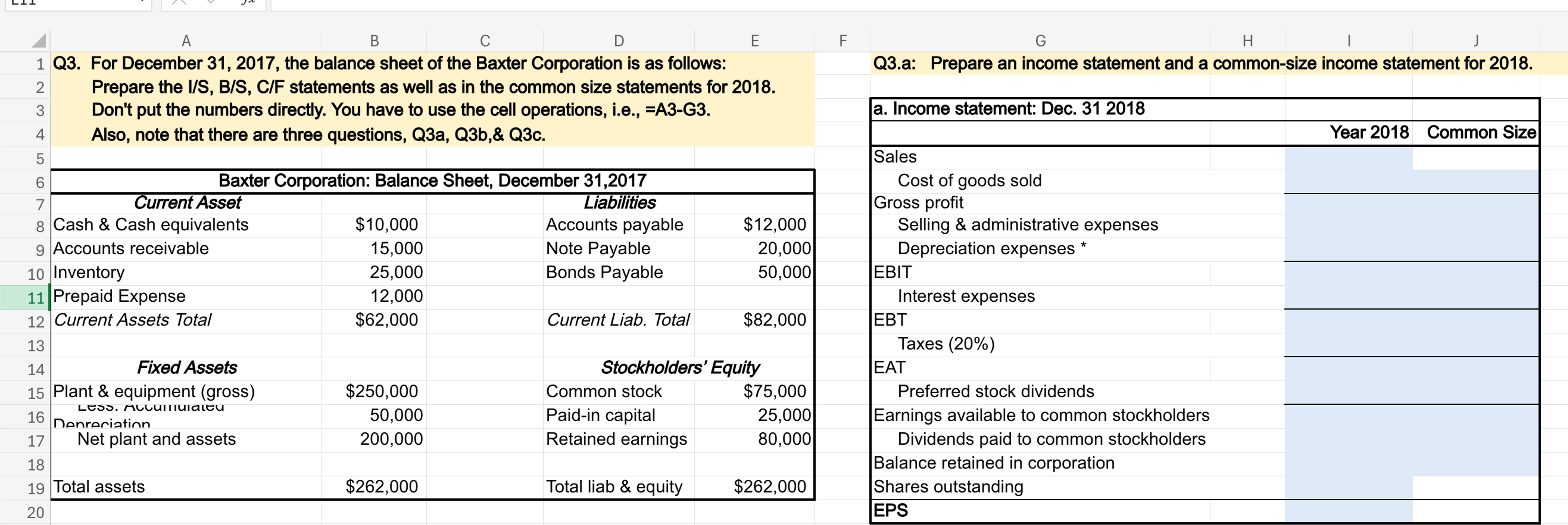 Solved Q3. ﻿ For December 31, 2017, ﻿the balance sheet of | Chegg.com