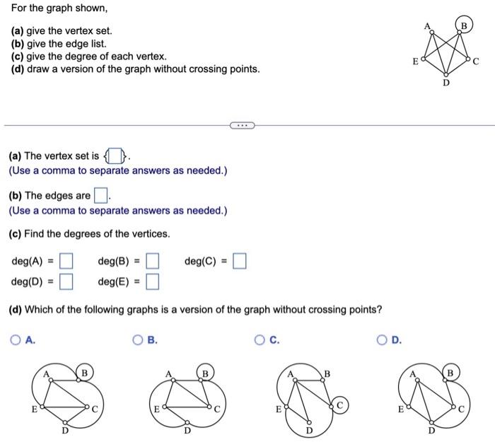 Solved For the graph shown, (a) give the vertex set. (b) | Chegg.com