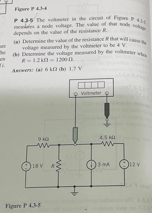Solved P 4.3-5 The voltmeter in the circuit of Figure P | Chegg.com