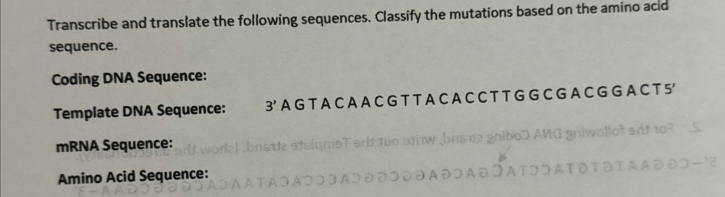 Transcribe and transiate the following sequences. | Chegg.com