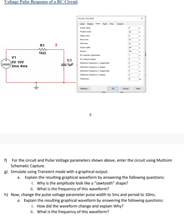 Solved Voltage Pulse Response of a RC Circuit PULSE VOLTAGE | Chegg.com