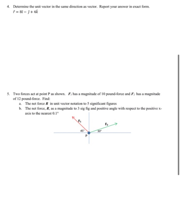 Solved 4. Determine the unit vector in the same direction as | Chegg.com