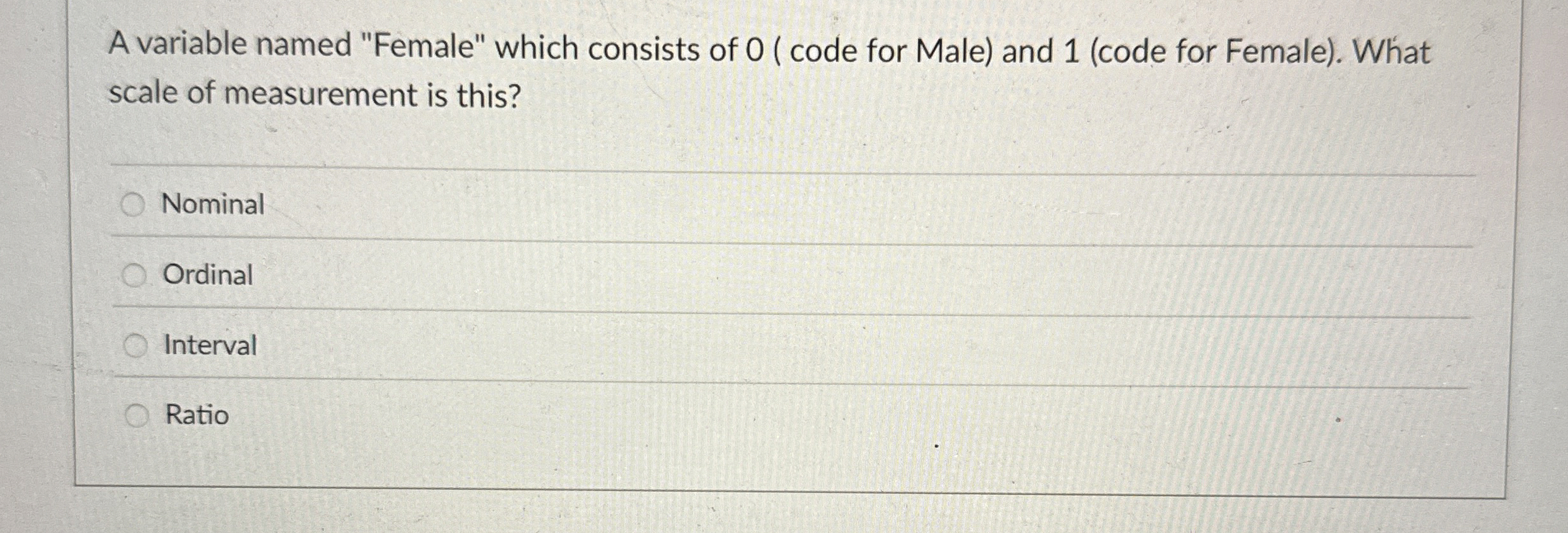 Solved A variable named "Female" which consists of 0 ( ﻿code | Chegg.com