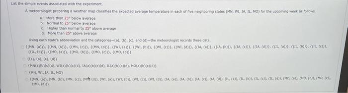Solved Ust the smple events associated with the experiment. | Chegg.com