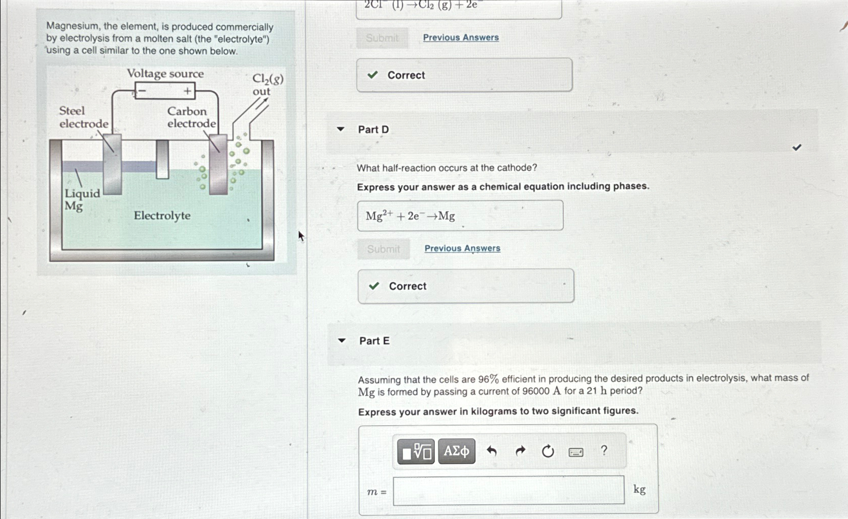 Solved Magnesium, the element, is produced commercially by | Chegg.com