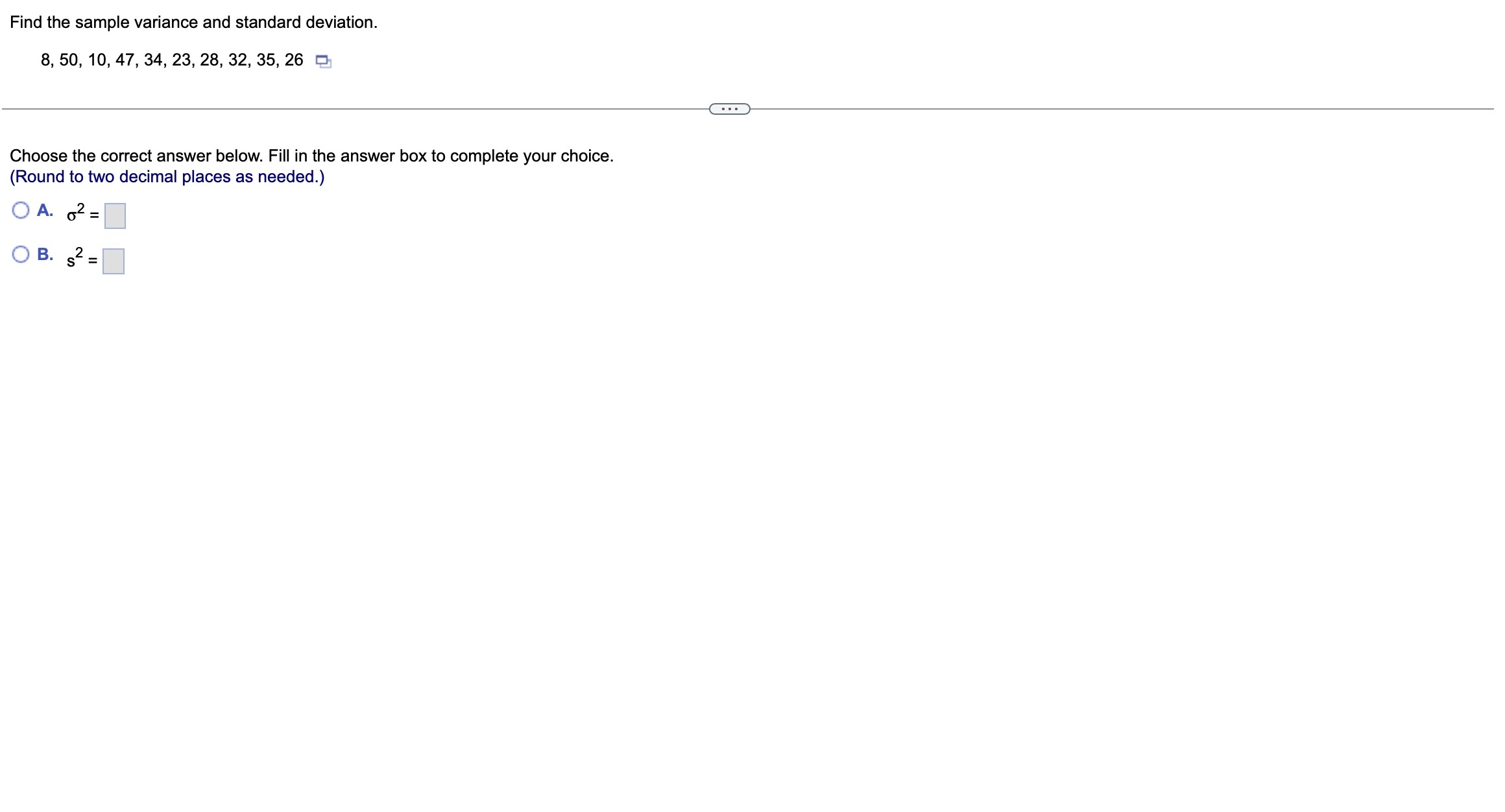Solved Find the sample variance and standard | Chegg.com