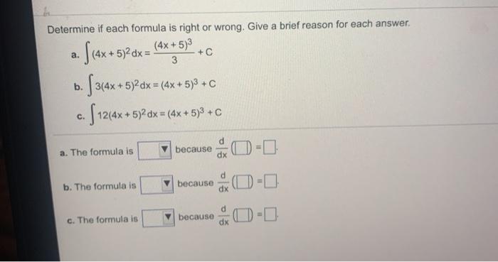 Solved Determine if each formula is right or wrong. Give a | Chegg.com