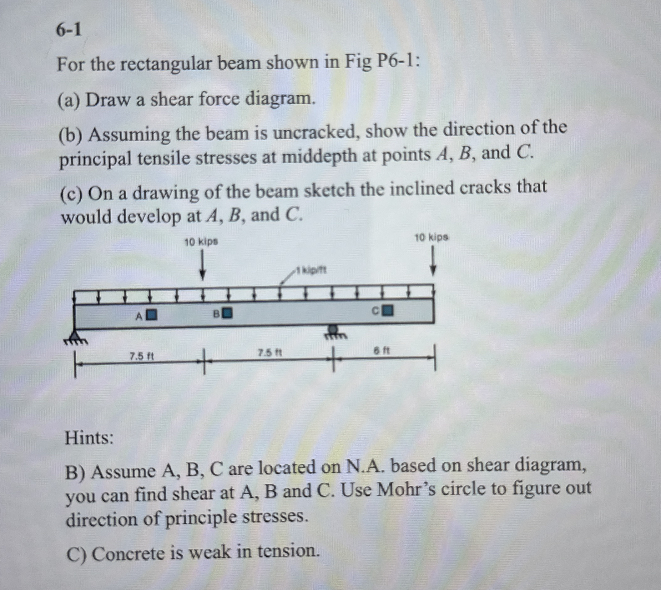 Solved 6-1For the rectangular beam shown in Fig P6-1:(a) | Chegg.com
