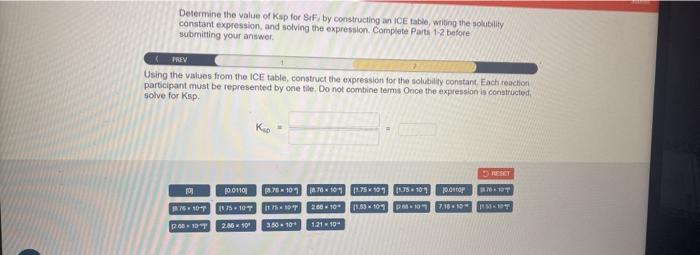 Solved Determine the value of Ksp for SrF a by constructing | Chegg.com