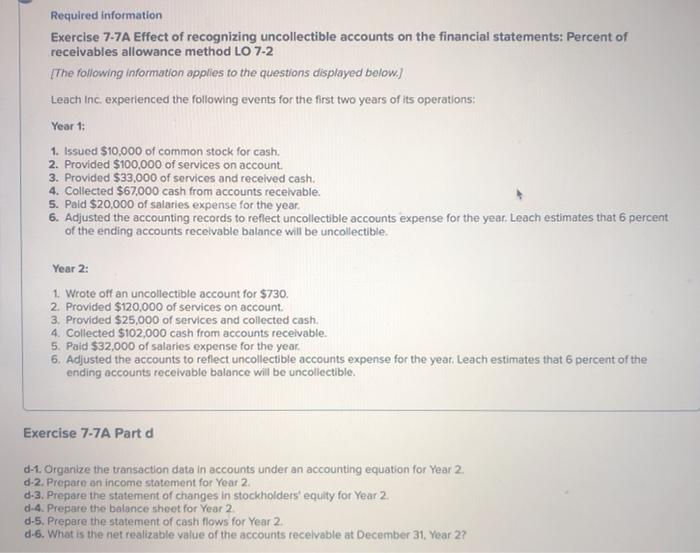Solved Required information Exercise 7-7A Effect of | Chegg.com