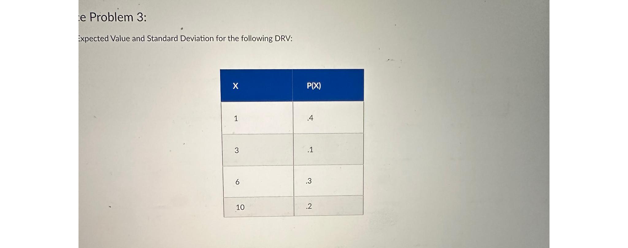 Solved Find the expected value and standart deviation for | Chegg.com