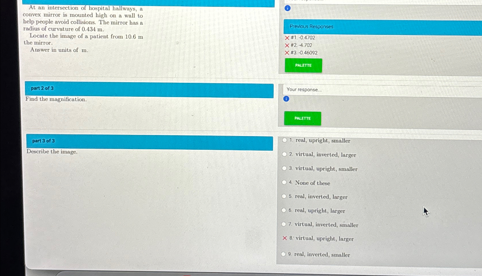 Solved At an intersection of hospital hallways, a convex | Chegg.com