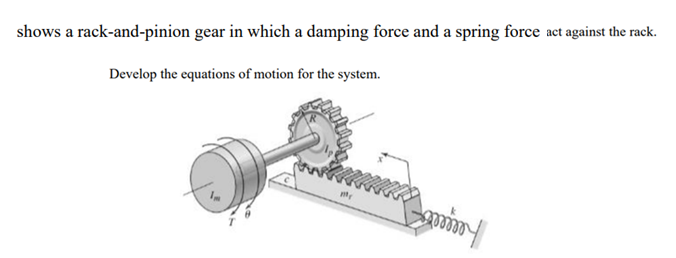 Solved shows a rack-and-pinion gear in which a damping force | Chegg.com