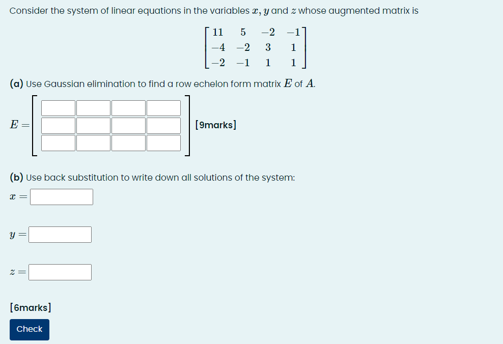 Solved Consider the system of linear equations in the | Chegg.com