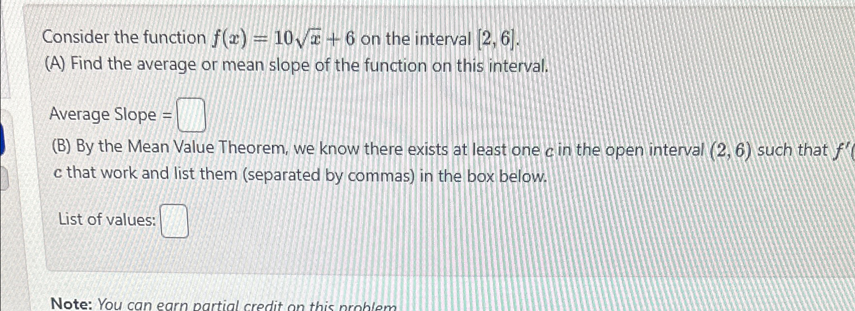 Solved Consider the function f(x)=10x2+6 ﻿on the interval | Chegg.com