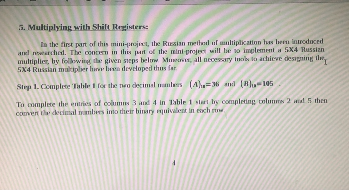 Solved 5. Multiplying with Shift Registers: In the first | Chegg.com