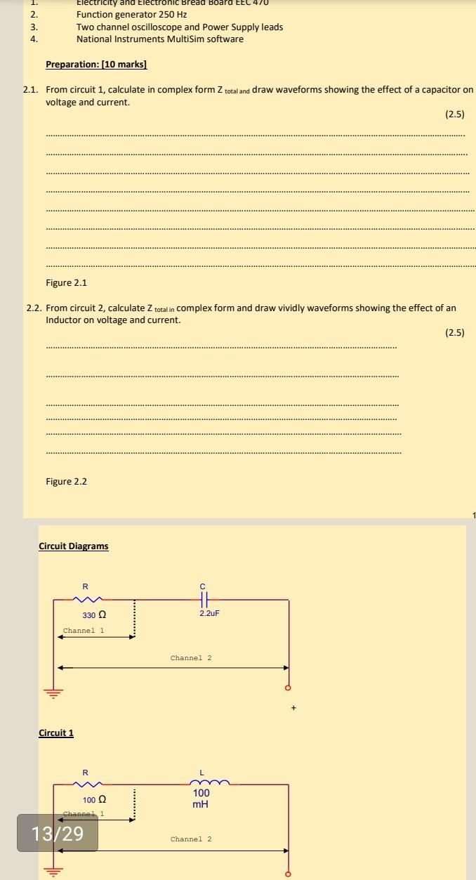 2. Function generator 250 Hz 3. Two channel | Chegg.com