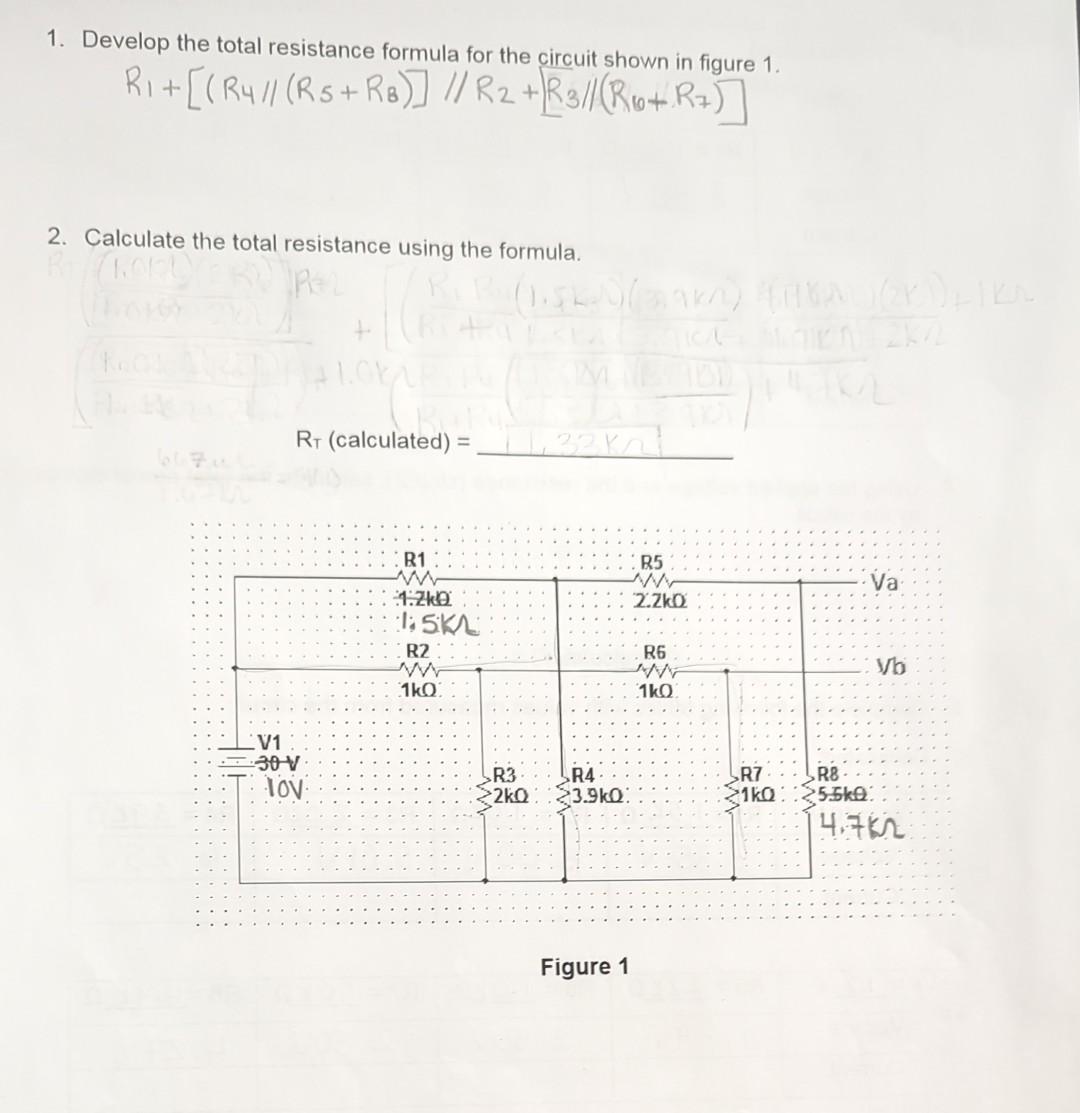 Solved 1. Develop the total resistance formula for the | Chegg.com