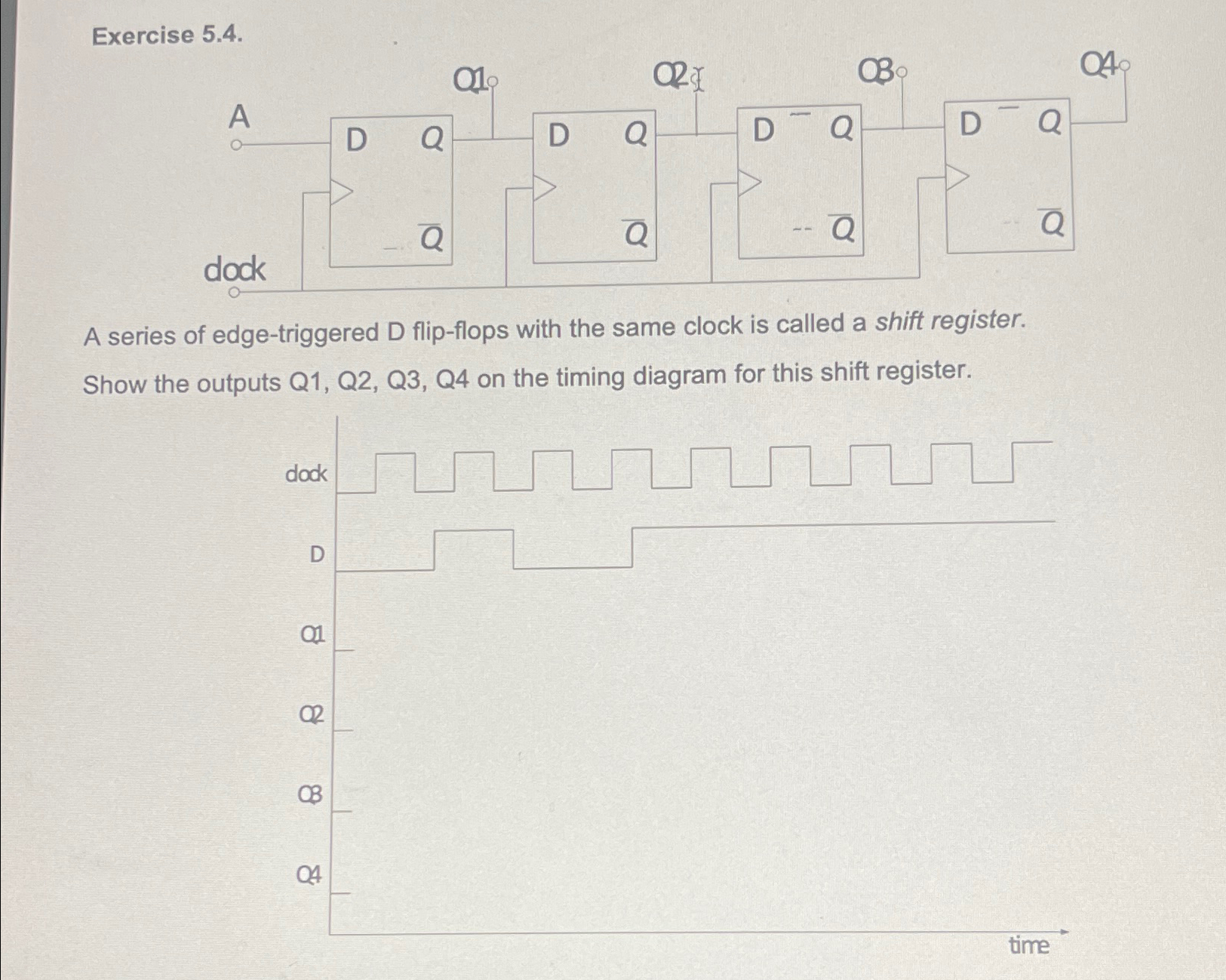 Solved ExA series of edge-triggered D ﻿flip-flops with the | Chegg.com