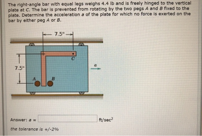 Solved The right-angle bar with equal legs weighs 4.4 lb and | Chegg.com